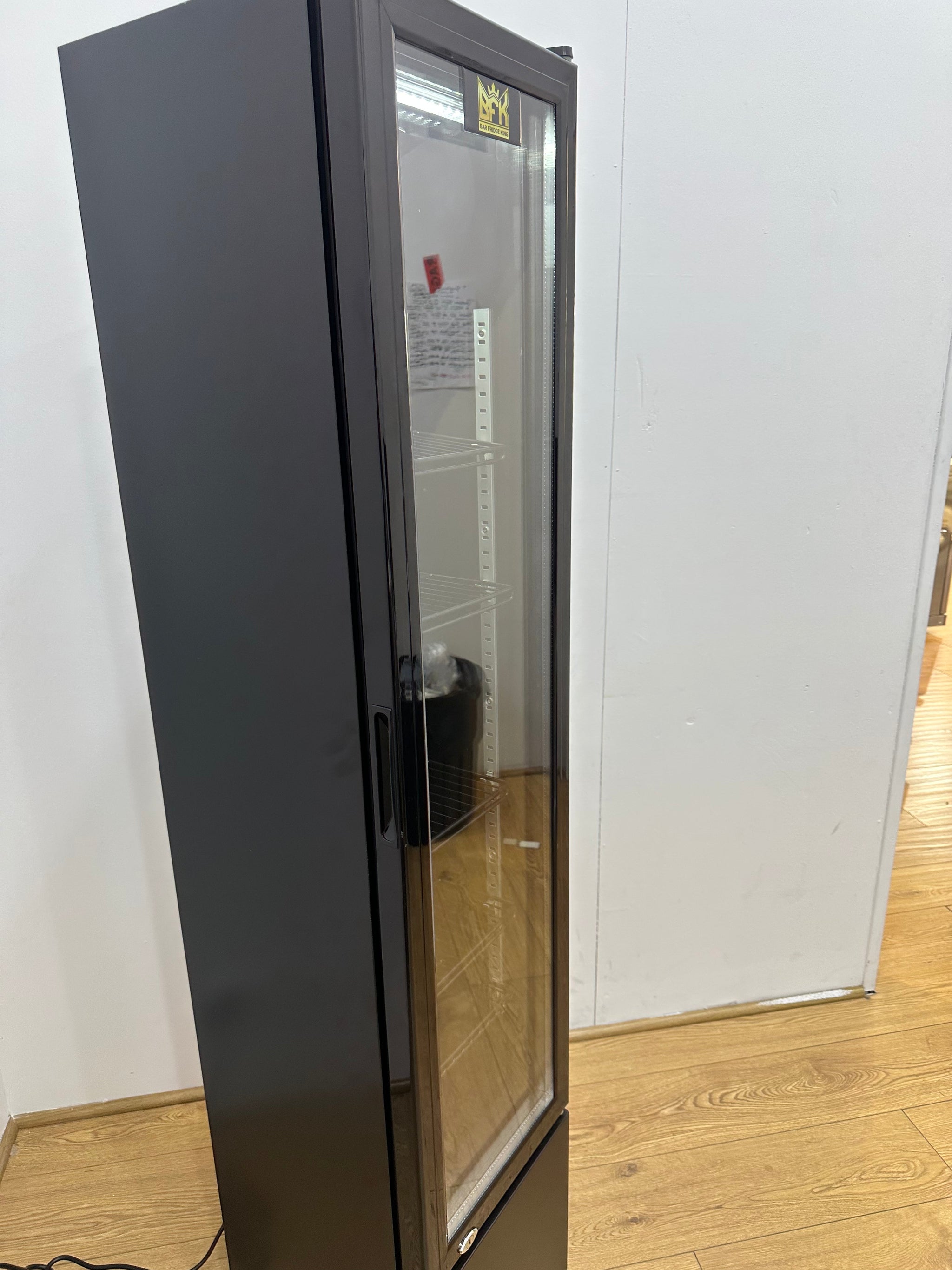 115L Commercial Skinny Upright Bar Fridge - Single Door, Black Stainle ...
